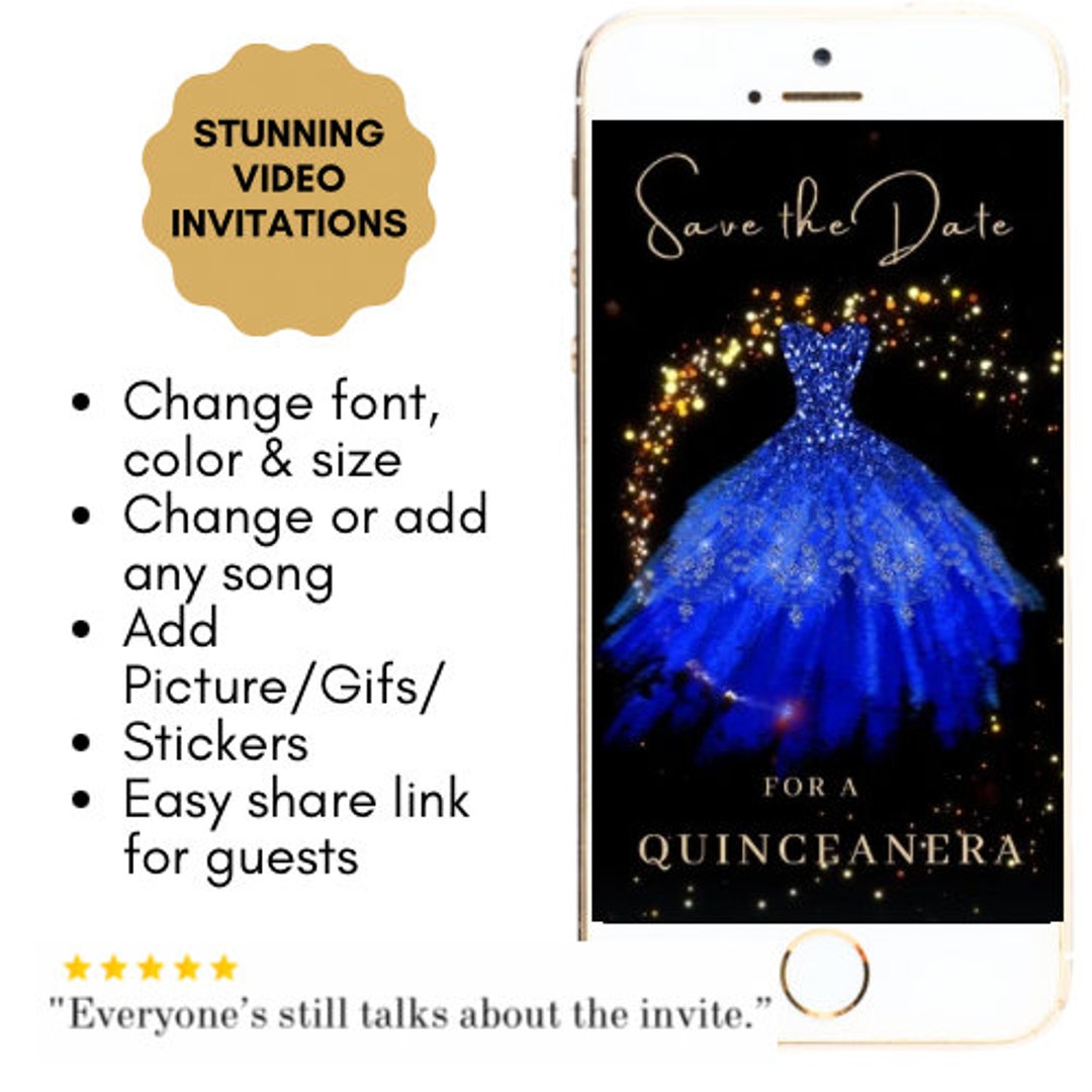 Blue Quinceañera Video Party Invitation, Personalized Quinceanera Video ...