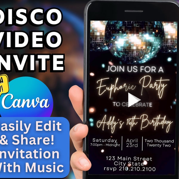 Disco Invitation - Etsy