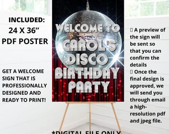 Disco Welcome Sign, Disco Birthday Sign, 24 X 36 Welcome Sign - Etsy