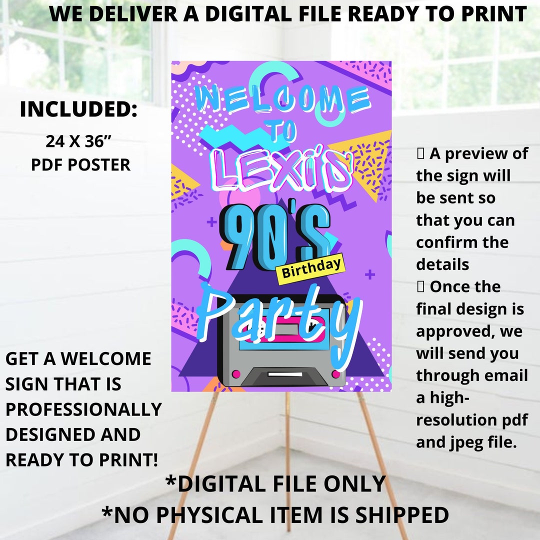 90s Welcome Sign,90s Party Sign, 24 X 36 Welcome Sign, Any Acacian ...