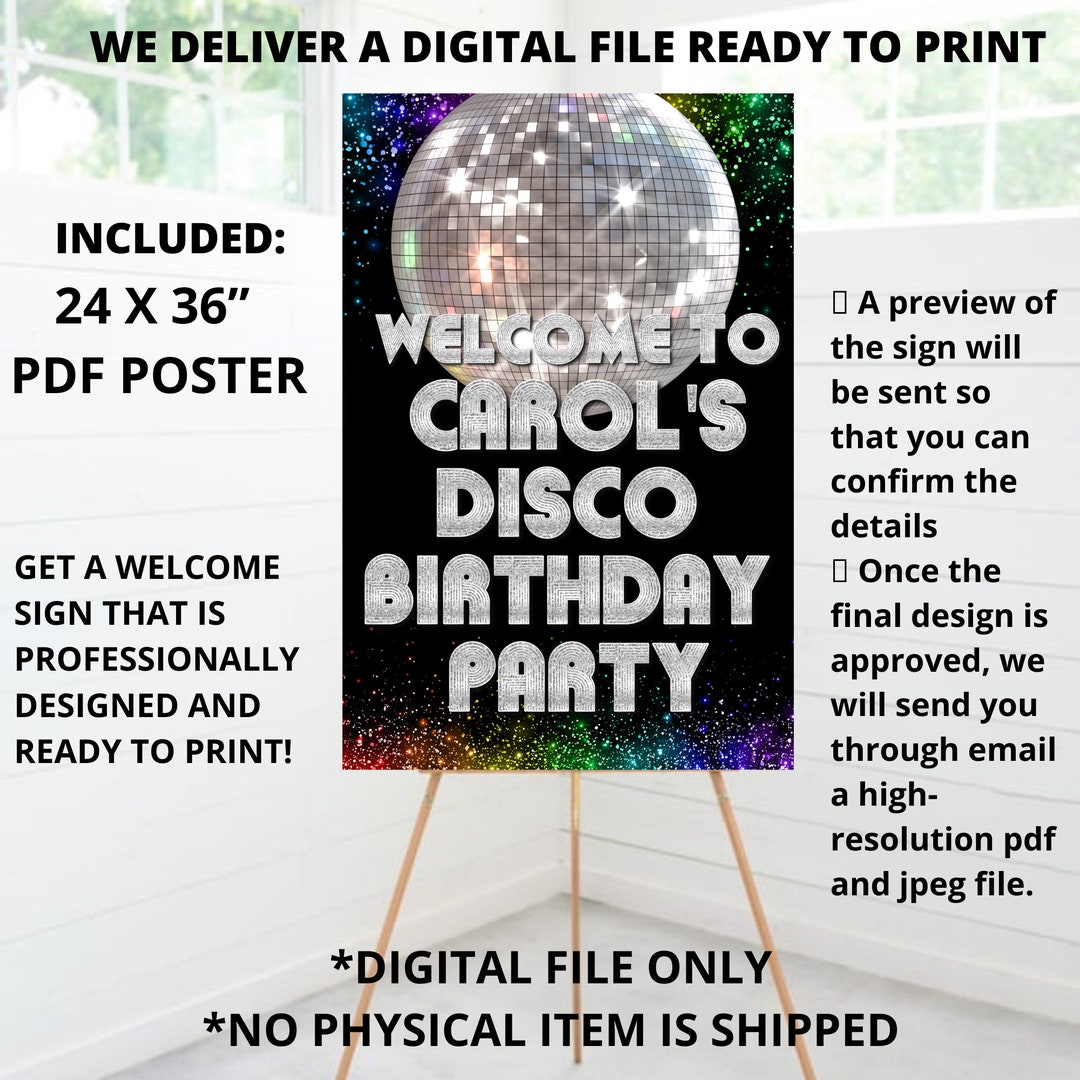 Disco Welcome Sign, Disco Birthday Sign, 24 X 36 Welcome Sign - Etsy