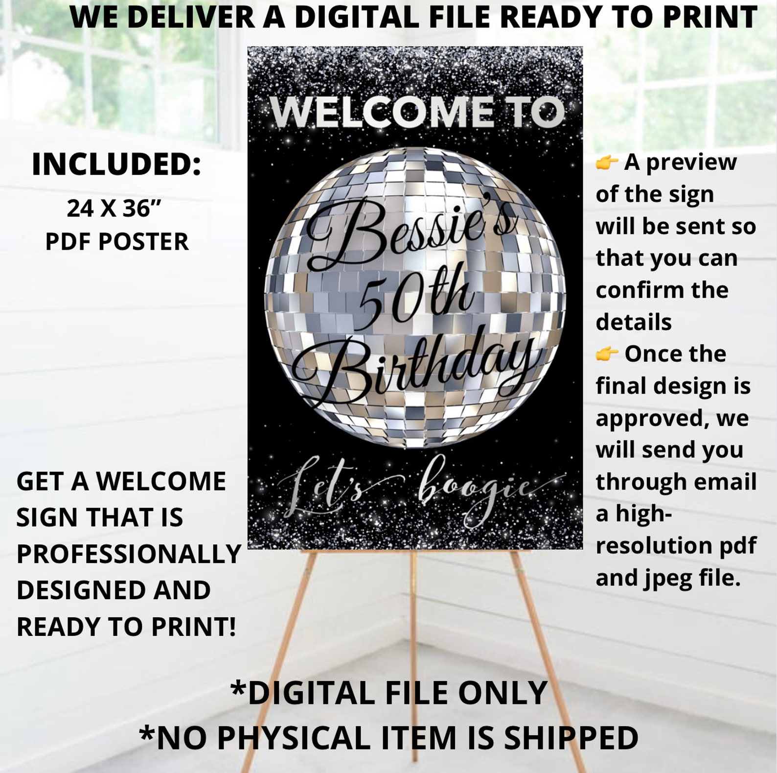 Disco Ball Party Sign, Disco Welcome Sign, Soul Train Sign, Studio 54 ...