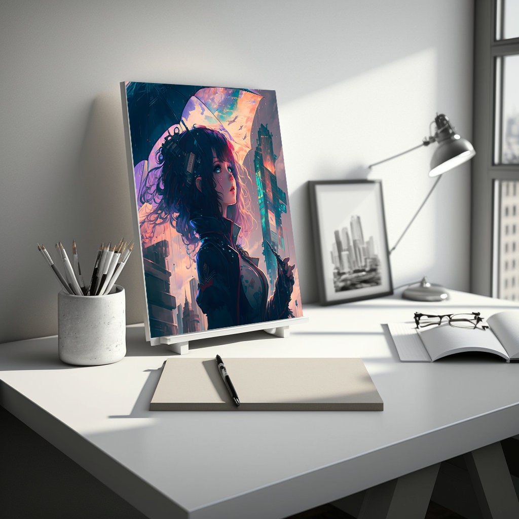 Vibrant AI Anime Art Print, Colorful Female Character Poster, Unique ...
