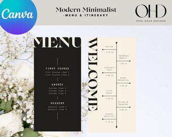 Earthy Traditional Menu and Itinerary Canva Digital Product Elegant and ...