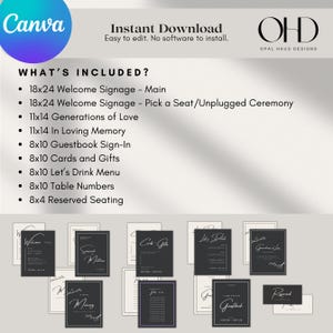 Modern Script | Digital Wedding Signage Package | Canva Digital Product ...