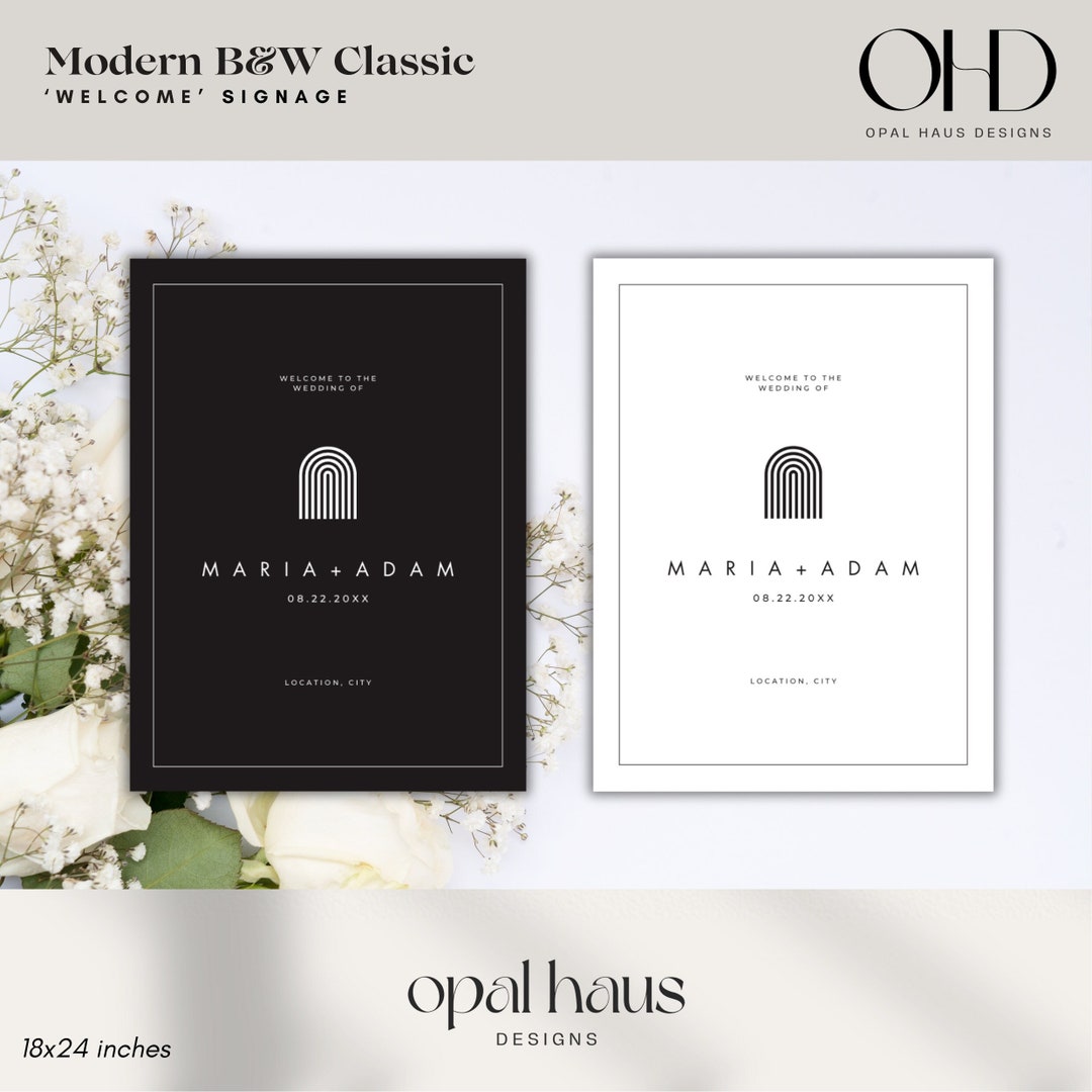 Modern B&W Classic | Welcome Signage | Canva Digital Product - Etsy