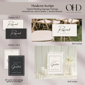 Modern Script | Digital Wedding Signage Package | Canva Digital Product ...