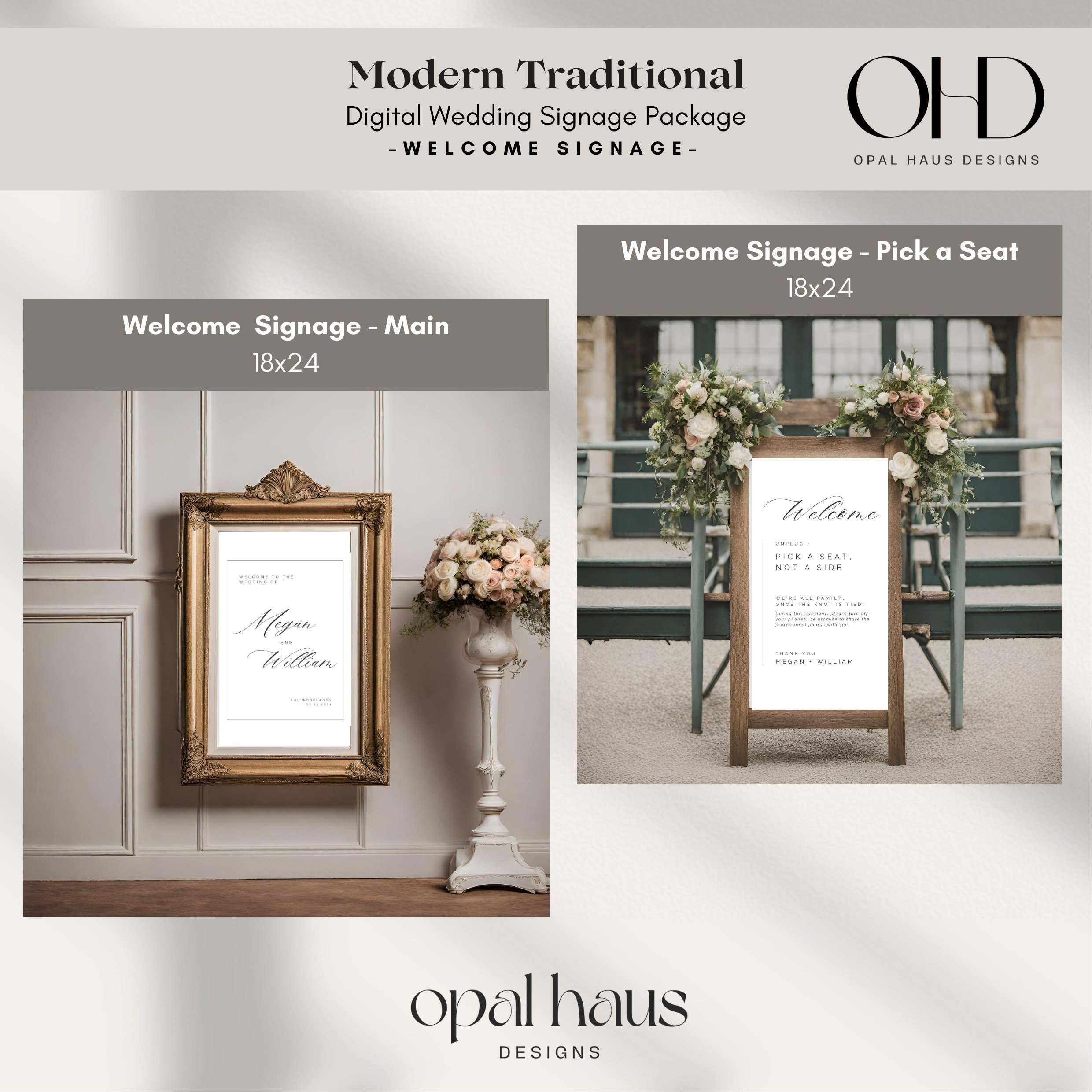 Modern Traditional Calligraphy | Digital Wedding Signage Package ...