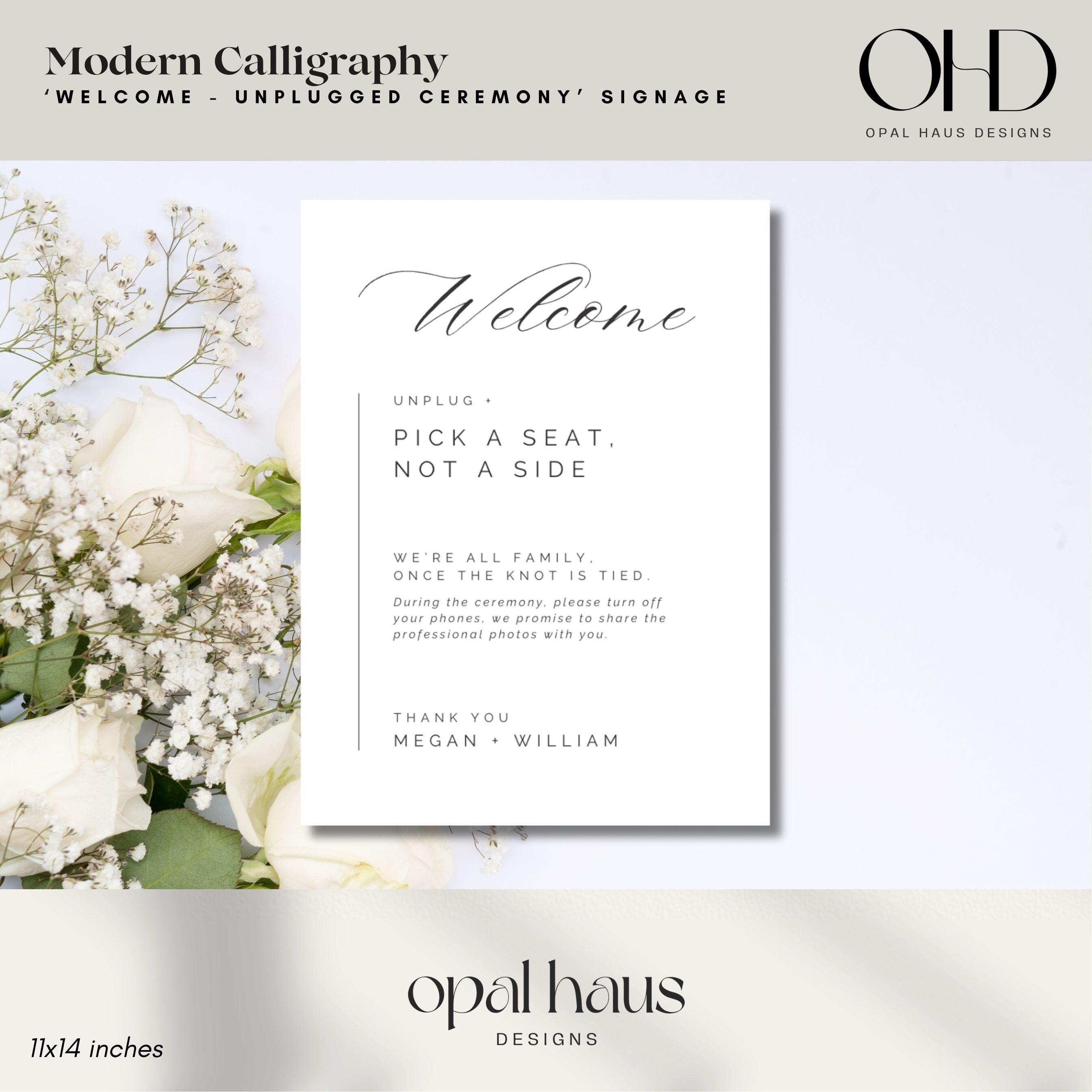 Unplugged Ceremony| Welcome Signage | Pick a Seat Not a Side | Canva ...