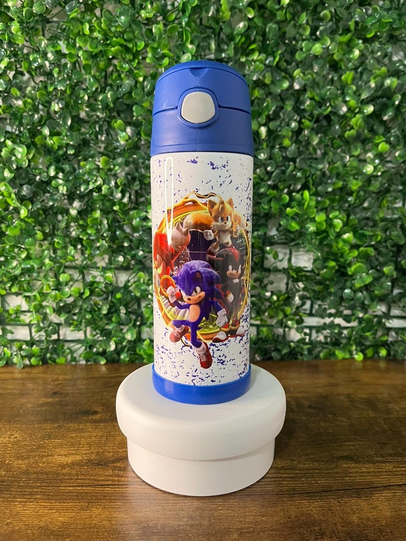 Custom Sonic the Hedgehog Water Bottle, 12oz Stainless Steel Kids ...