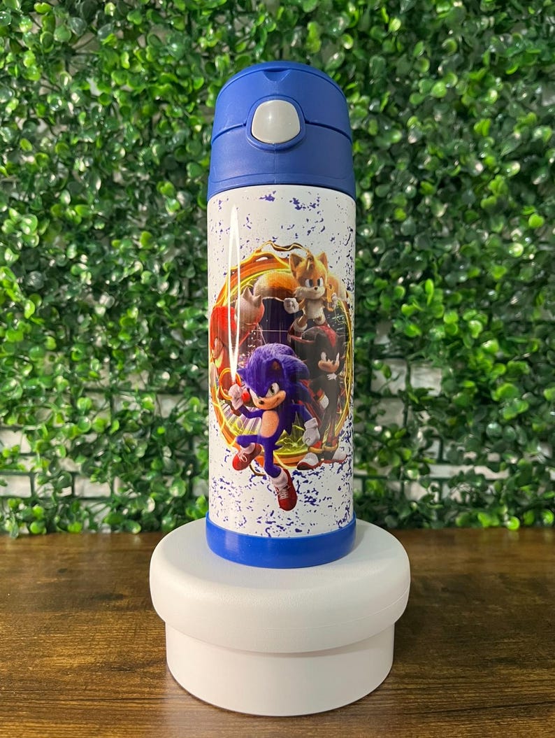 Custom Sonic the Hedgehog Water Bottle, 12oz Stainless Steel Kids ...