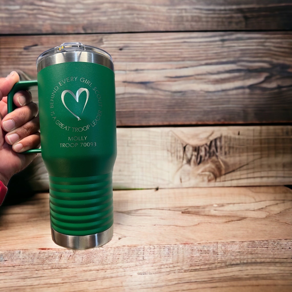 Personalized Girl Scout Mug Custom Engraved Trefoil Troop Number 20 Oz ...