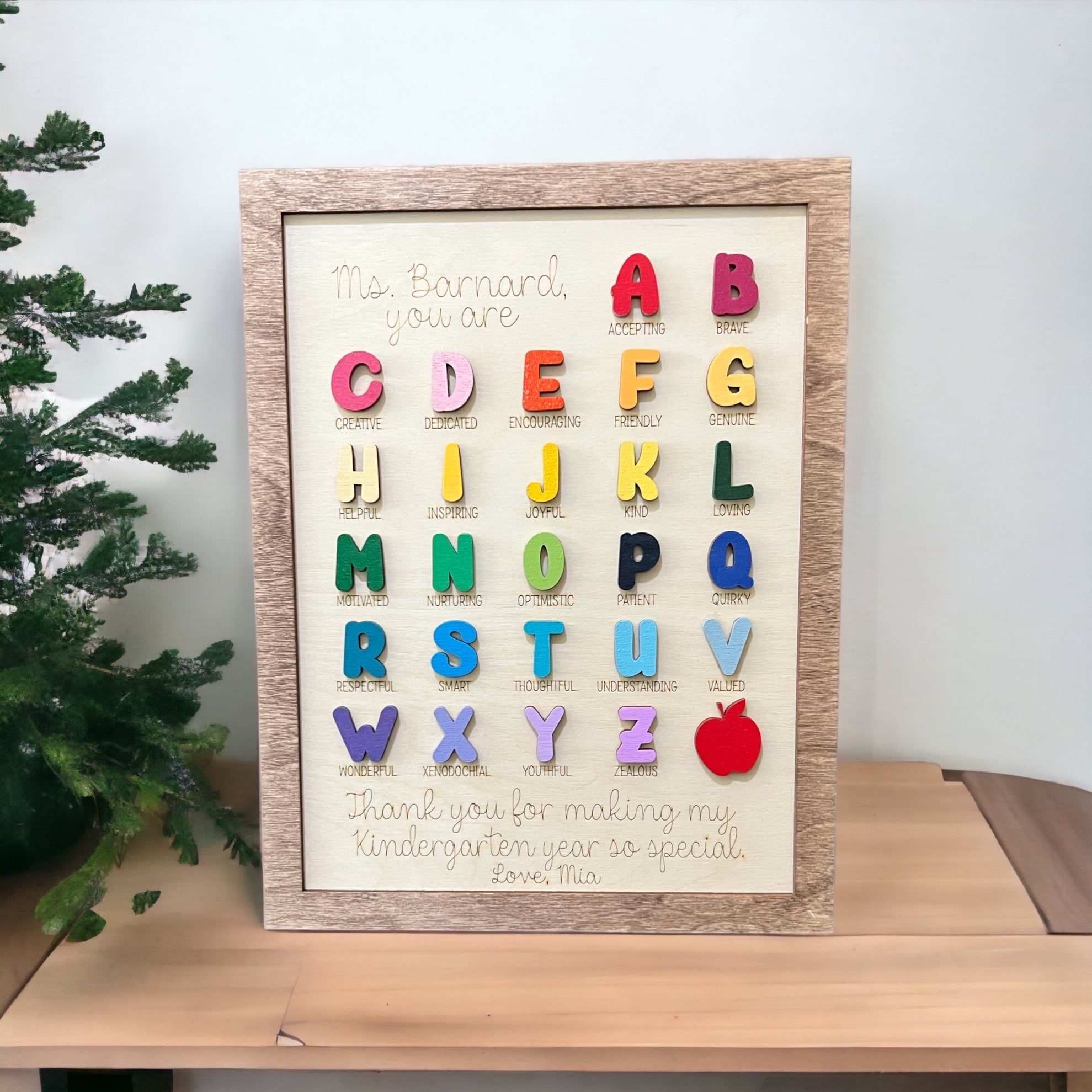 Personalized ABC Teacher Sign - Appreciation - Engraved - Gifts for ...