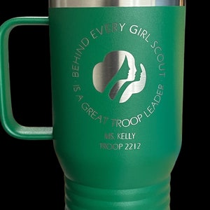 Personalized Girl Scout Mug - Custom Engraved - Trefoil - Troop Number ...