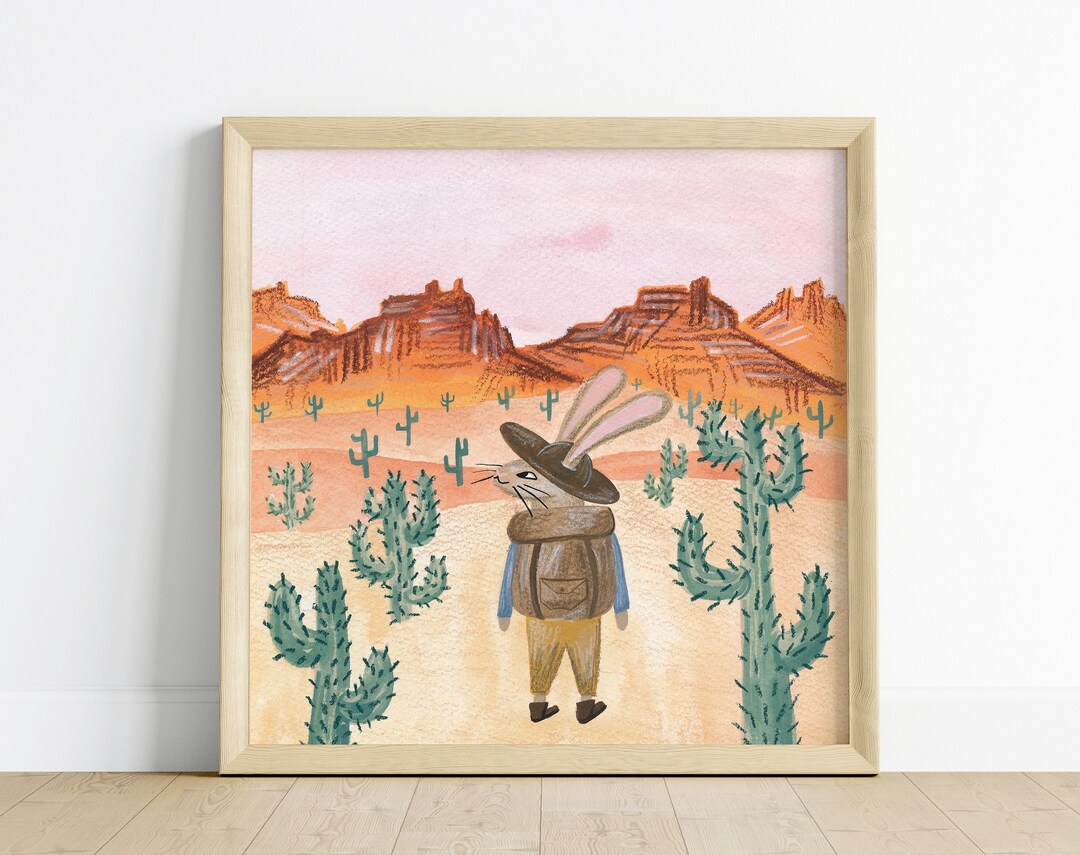 Bunny Storybook Desert Print, Digital Download Print, Nursery Art Print ...