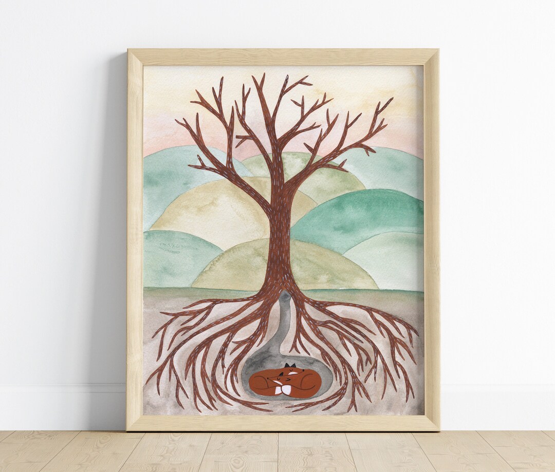 Foxes in Den Print, Digital Download Print, Nursery Art Print, Fox Wall ...