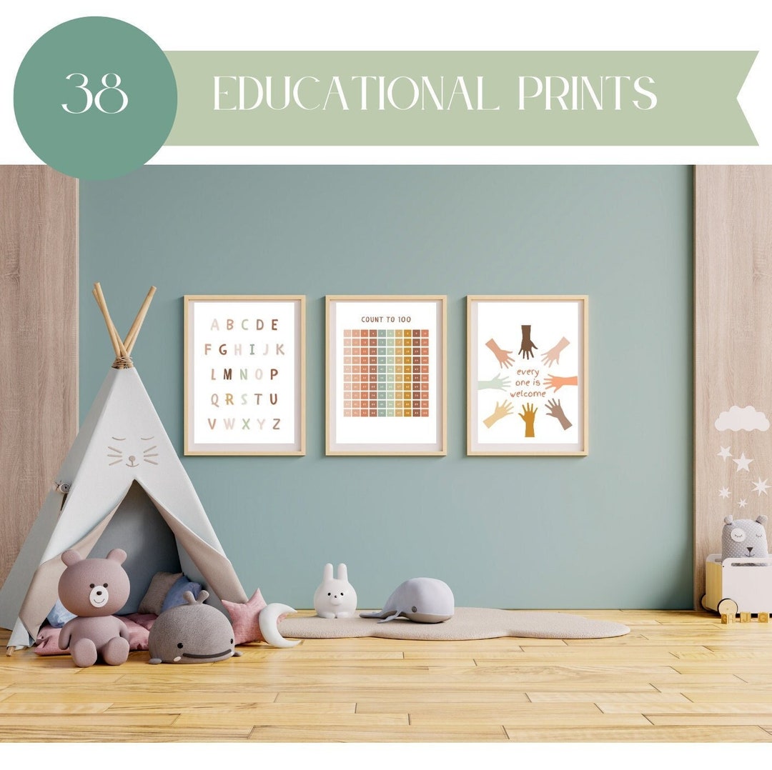 38 Educational Posters | A2 Wall Art | Kids Bedroom | Kids Classroom ...