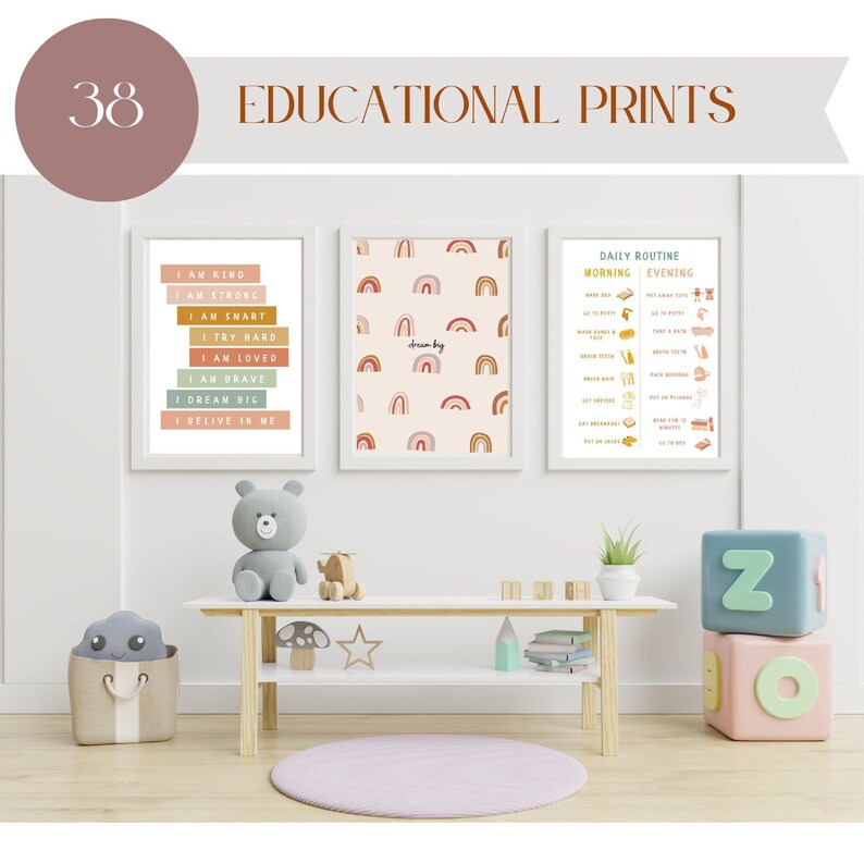 38 Educational Posters | A2 Wall Art | Kids Bedroom | Kids Classroom ...