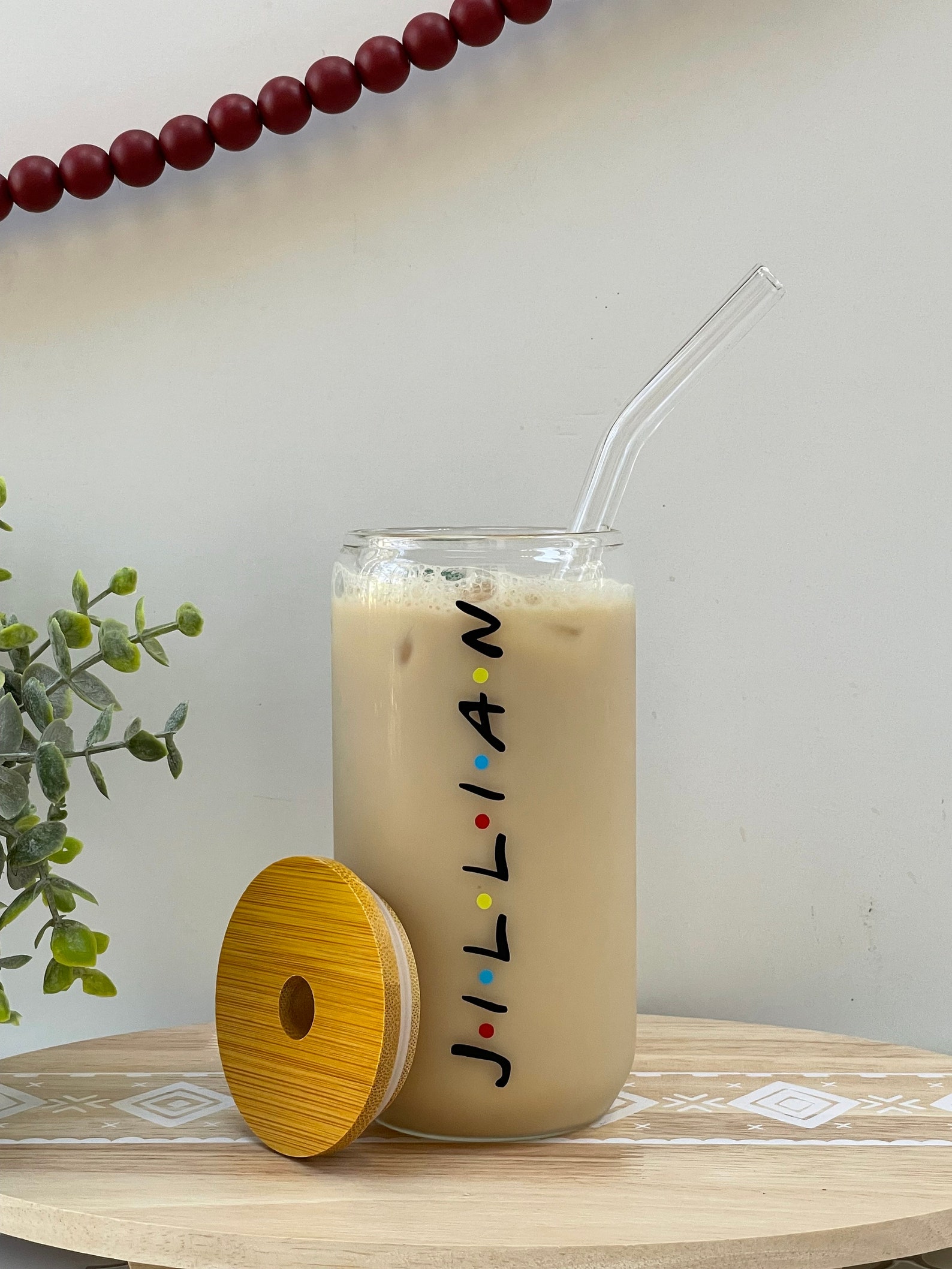 Personalized Friends Glass Cup, Name Iced Coffee Cup With Lid and Straw ...