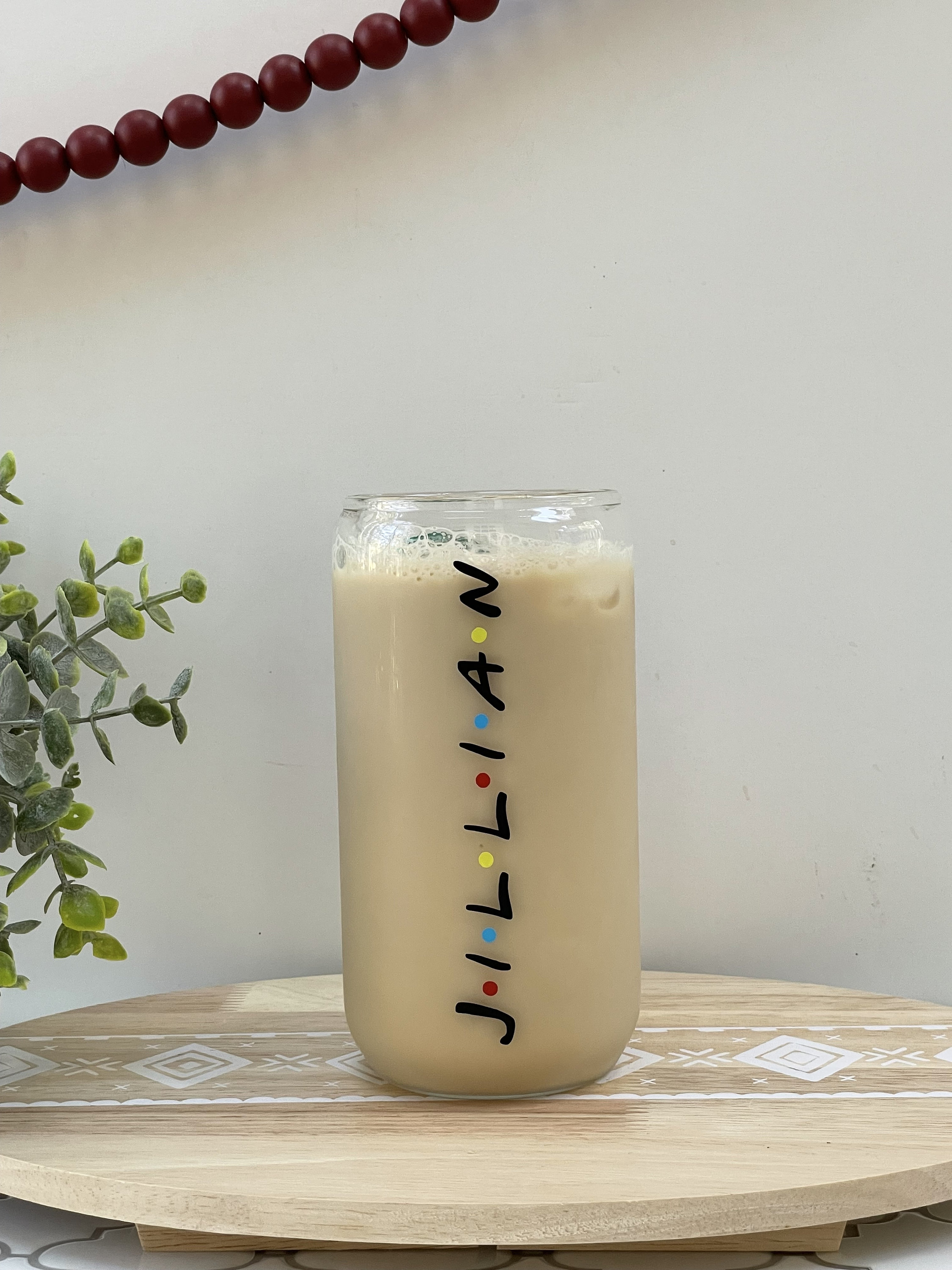 Personalized Friends Glass Cup, Name Iced Coffee Cup With Lid and Straw ...