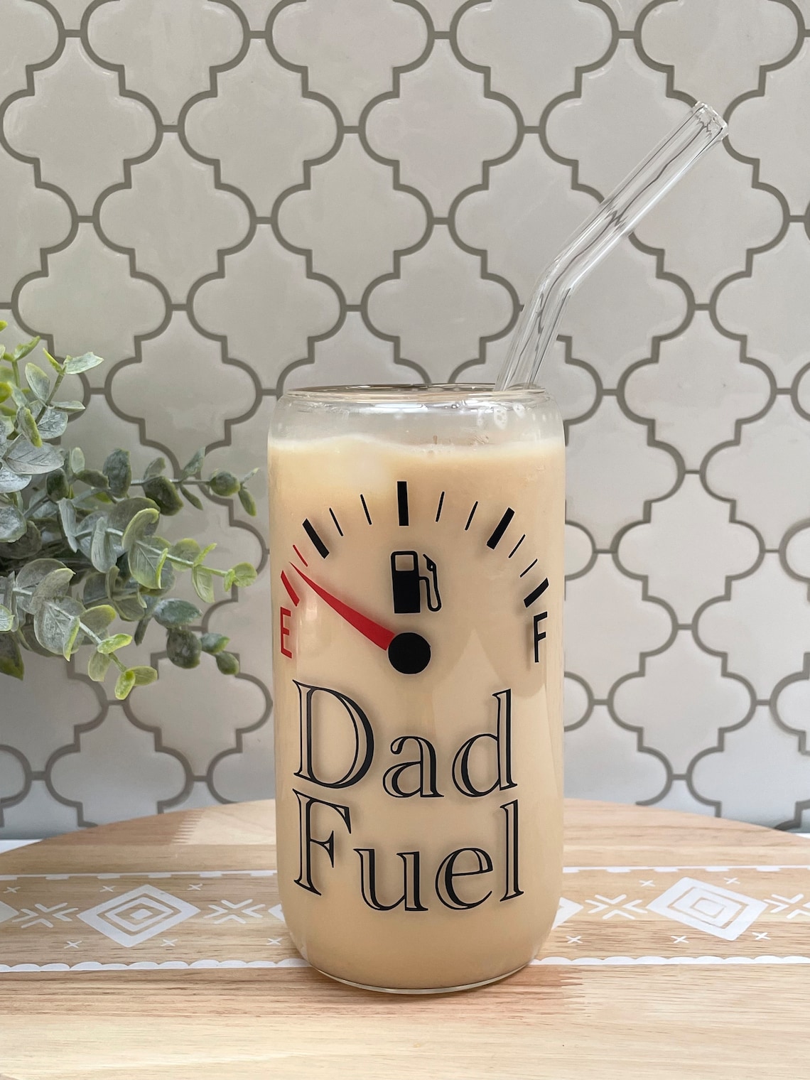 Dad Fuel Glass Coffee Cup, Iced Coffee Cup With Lid and Straw for ...
