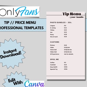 Onlyfans Tip Menu Template - Etsy