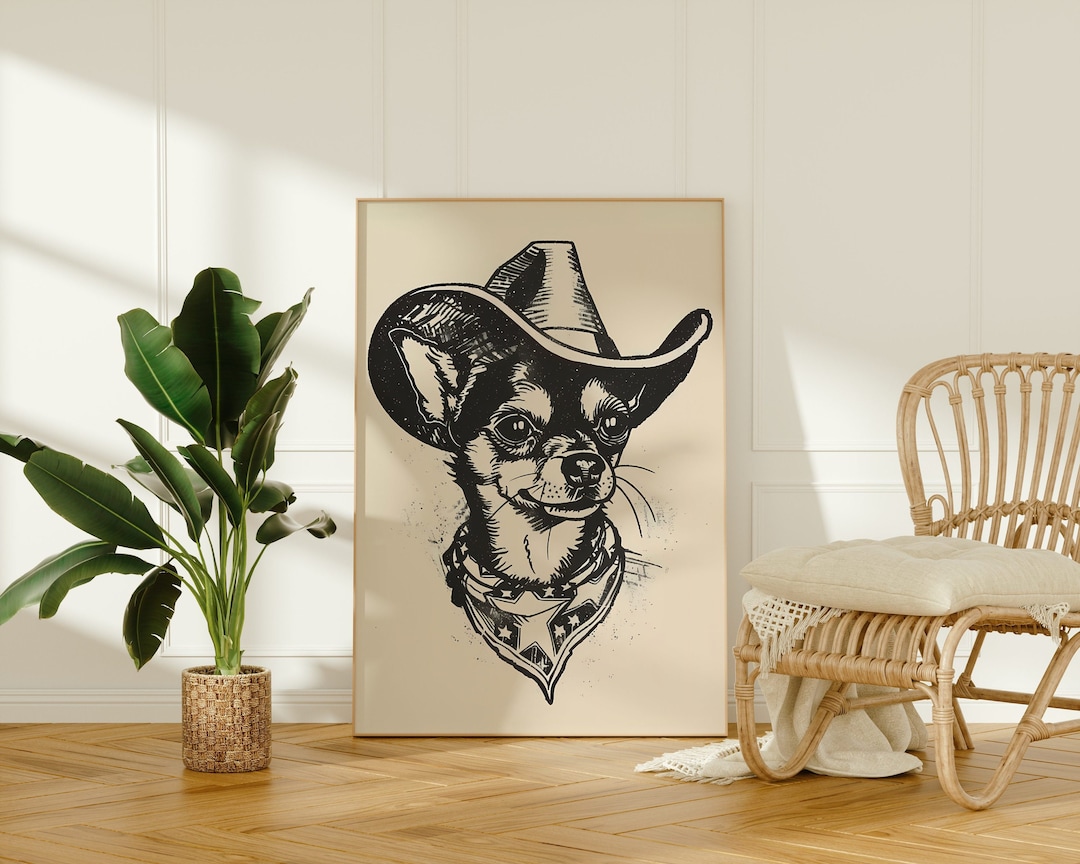 Raisin Hell Cowdog, Western Dog Decor, Giclée Fine Art Print, Vintage ...