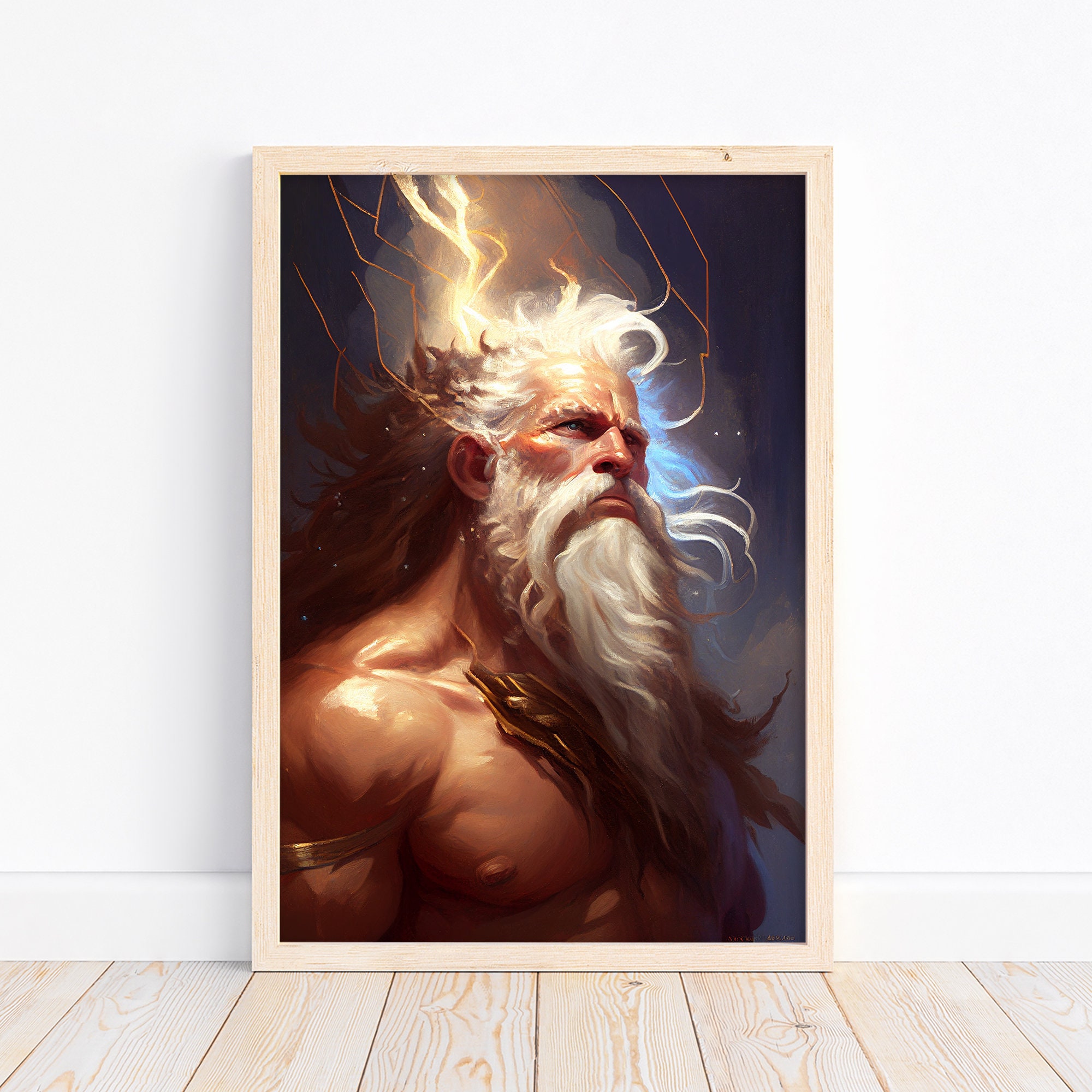 Zeus God Oil Painting, Greek Mythology Art, Vintage Diety, Above Bed ...