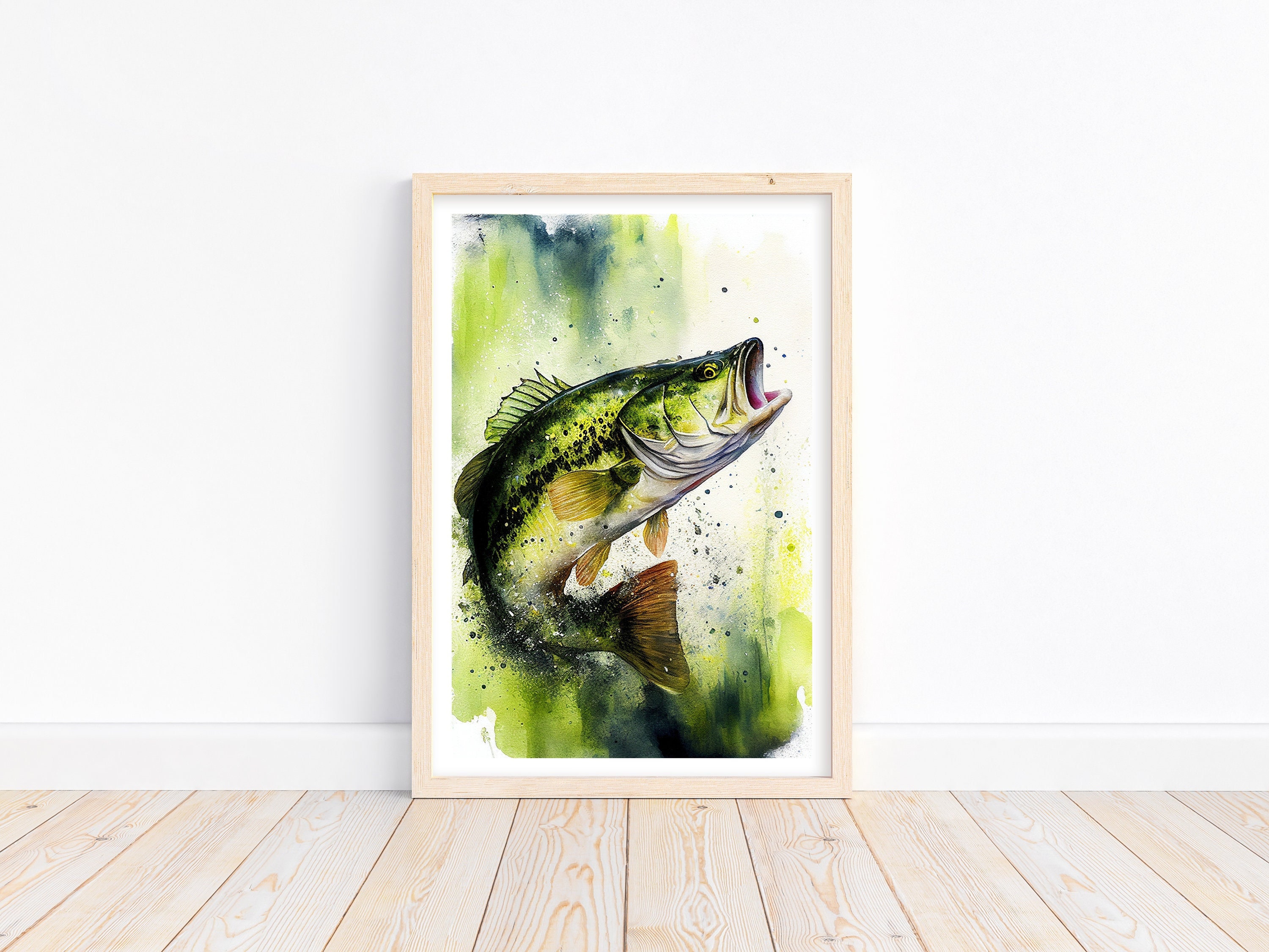 Largemouth Bass Gift for Fisherman Art Print Watercolor Poster - Etsy