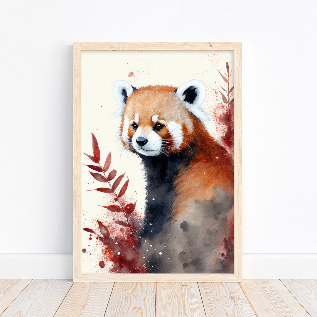 Red Panda Watercolor Painting Art Print Poster House Decor Gift Animal ...