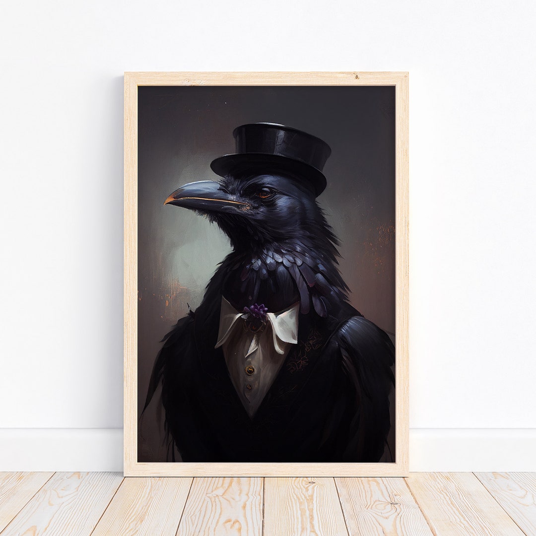 Cool Raven Vintage Poster, Animal Dressed Up, Victorian Thief, Animal ...