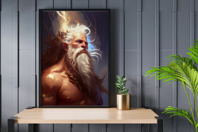 Zeus God Oil Painting, Greek Mythology Art, Vintage Diety, Above Bed ...