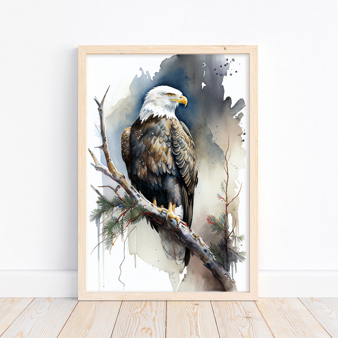 Beautiful Bold Eagle Watercolor Painting Art Print Poster House Decor ...