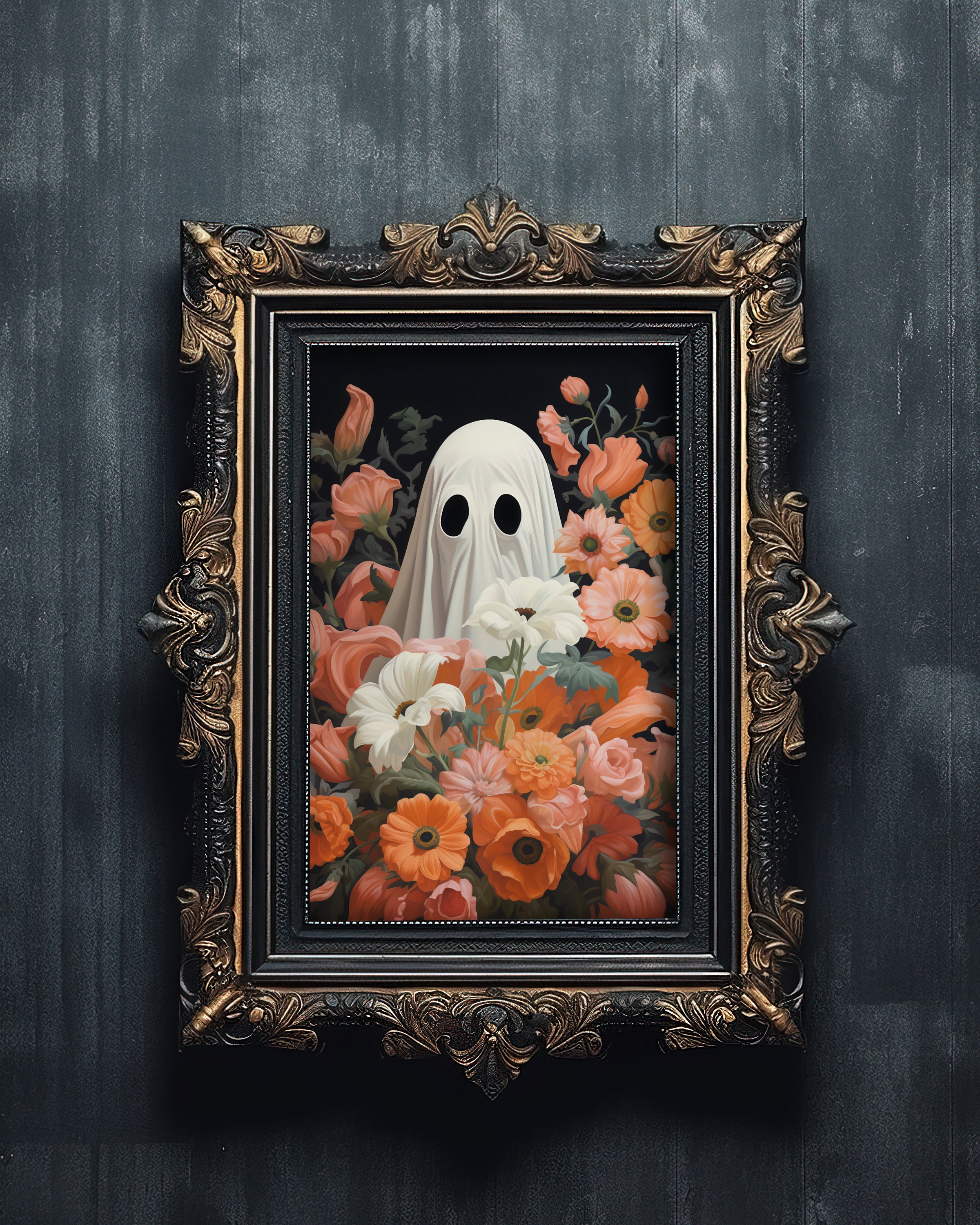 Whimsical Ghost Printable Art Floral Ghost Illustration - Etsy