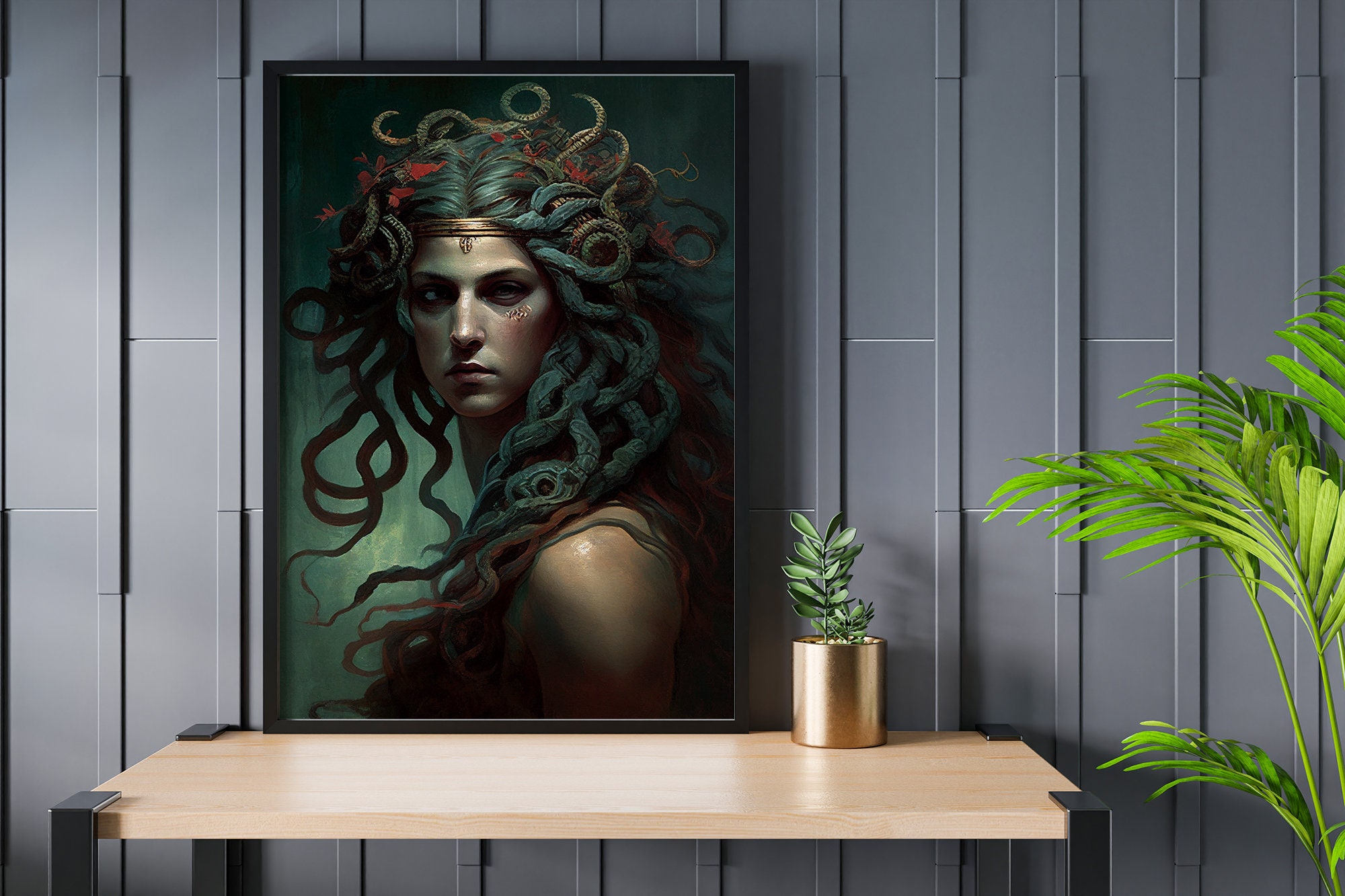Medusa Goddess Oil Painting Greek Mythology Art Vintage - Etsy