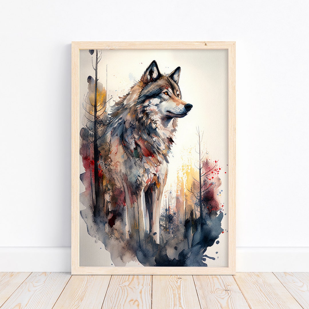 Wolf Watercolor Painting Art Print Poster House Decor Gift Animal Art - Etsy