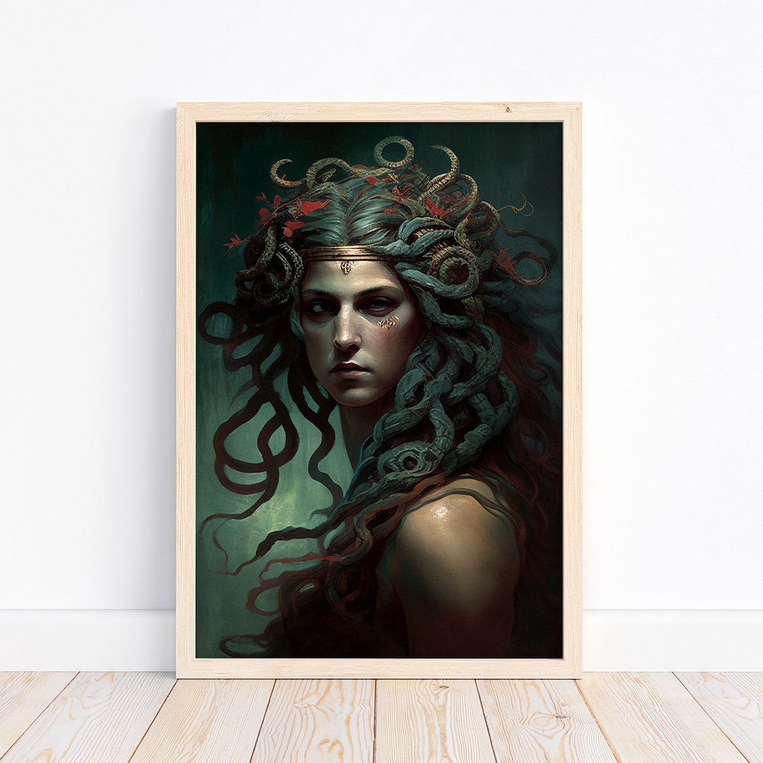 Medusa Goddess Oil Painting, Greek Mythology Art, Vintage Diety, Above ...