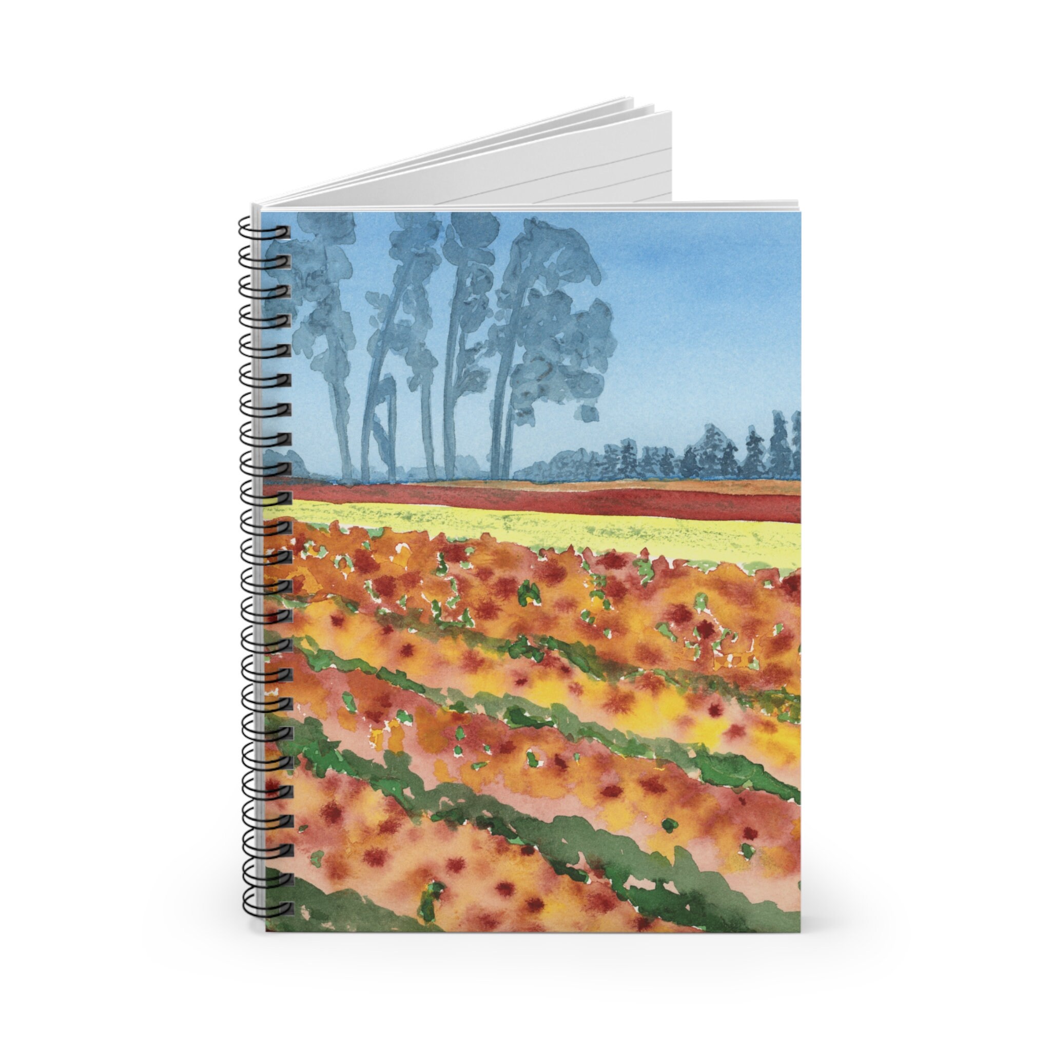 Spiral Notebook, Oregon Tulip Farm From My Original Hand-painted ...
