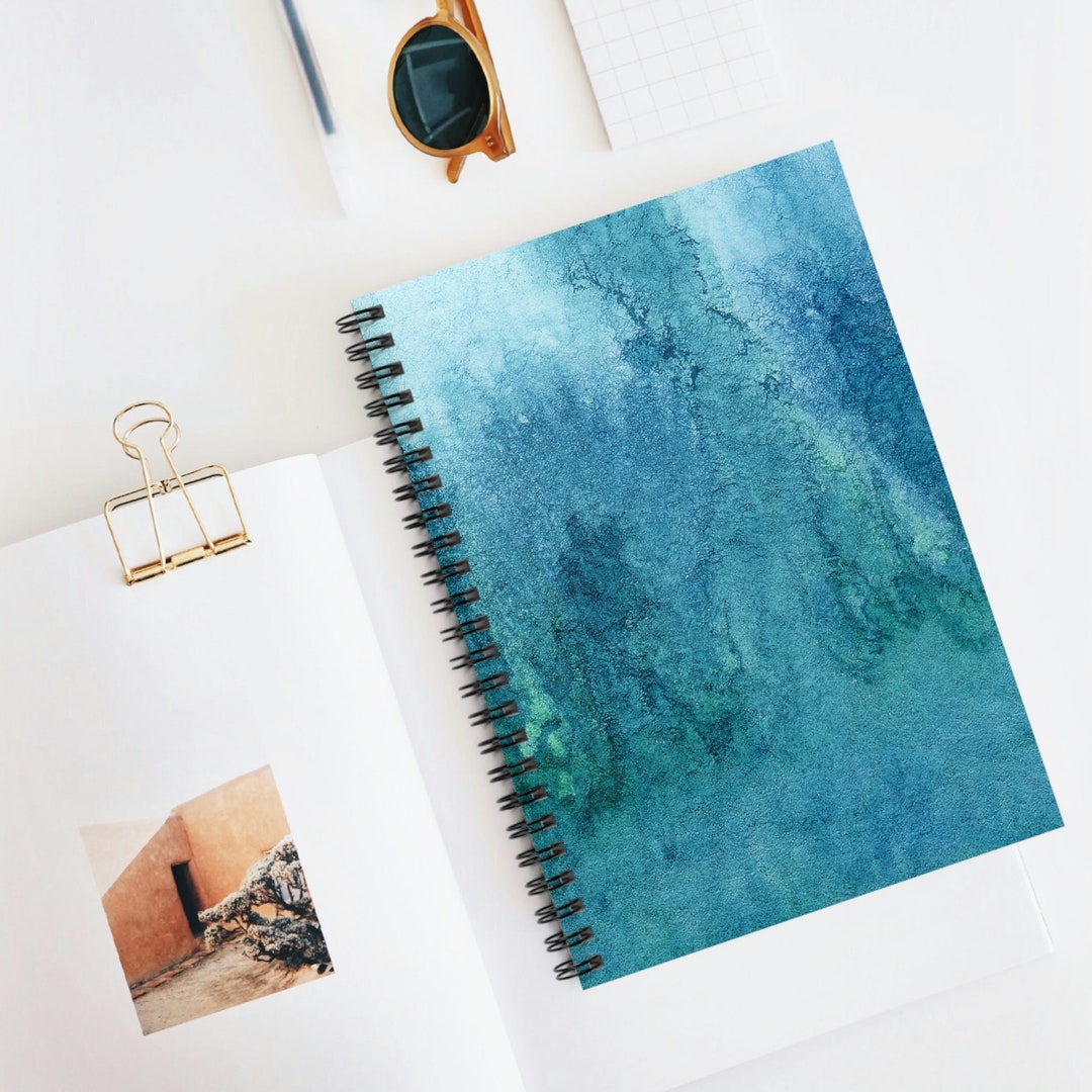 Spiral Notebook, Blue Green Watercolor Texture Background From My ...