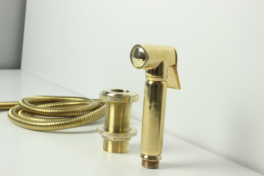 Solid Brass Kitchen Hand Sprayer, Unlacquered Brass Side Sprayer With ...