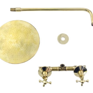 Unlacquered Brass Shower System , Solid Brass Shower Set , Handcrafted ...