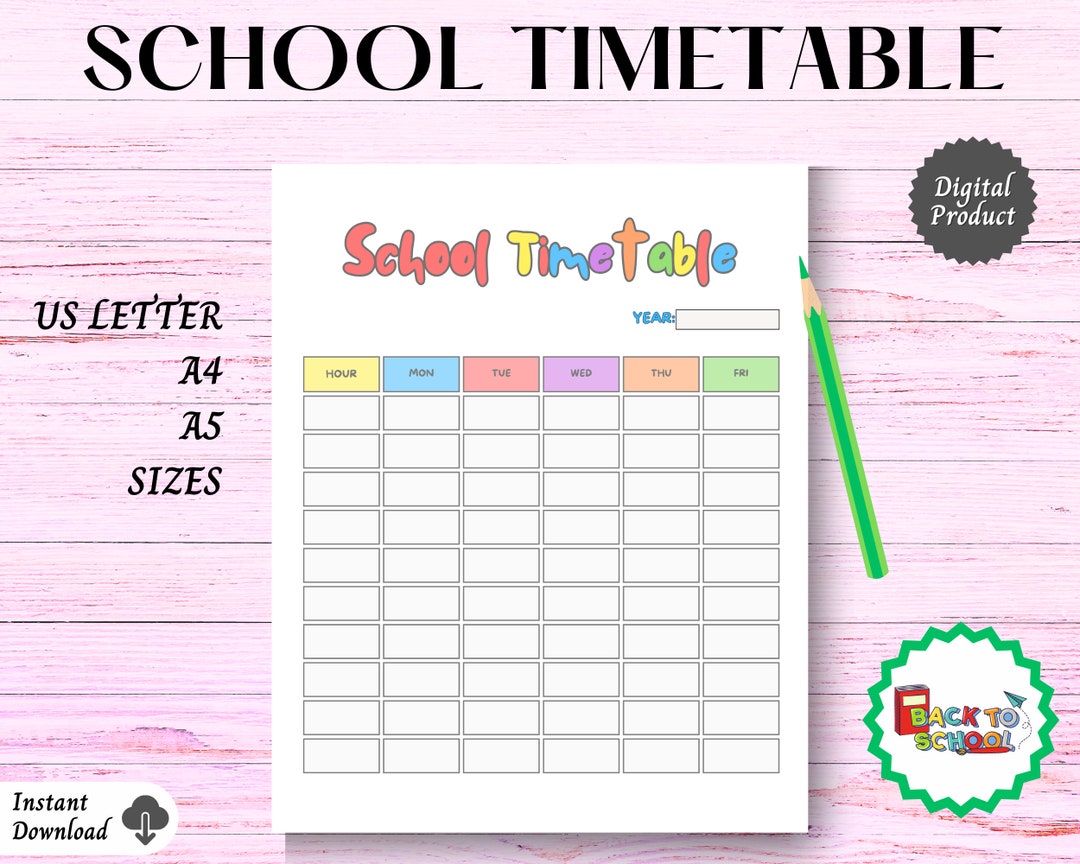 Lesson Schedule for Kids, Weekly School Lesson Schedule, Back to School ...