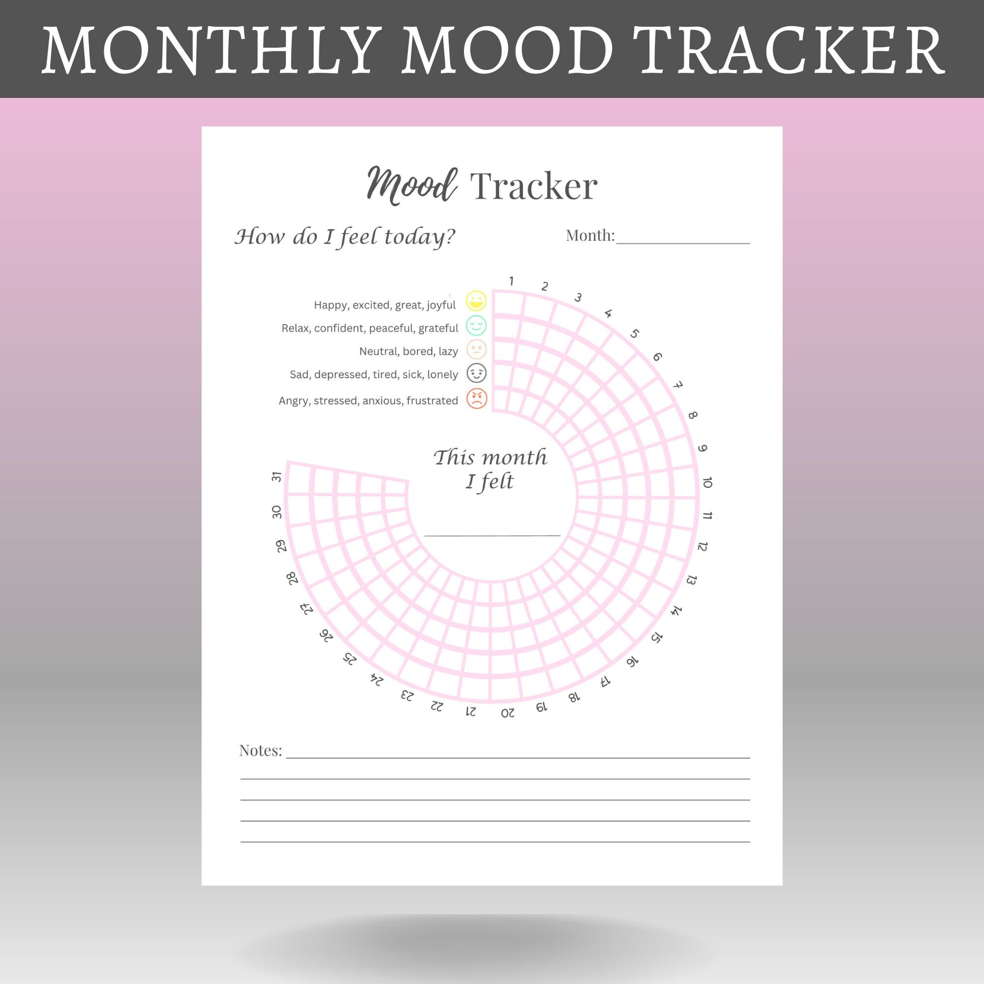 Monthly Mood Tracker Printable Circular Mood Tracker Self - Etsy Canada