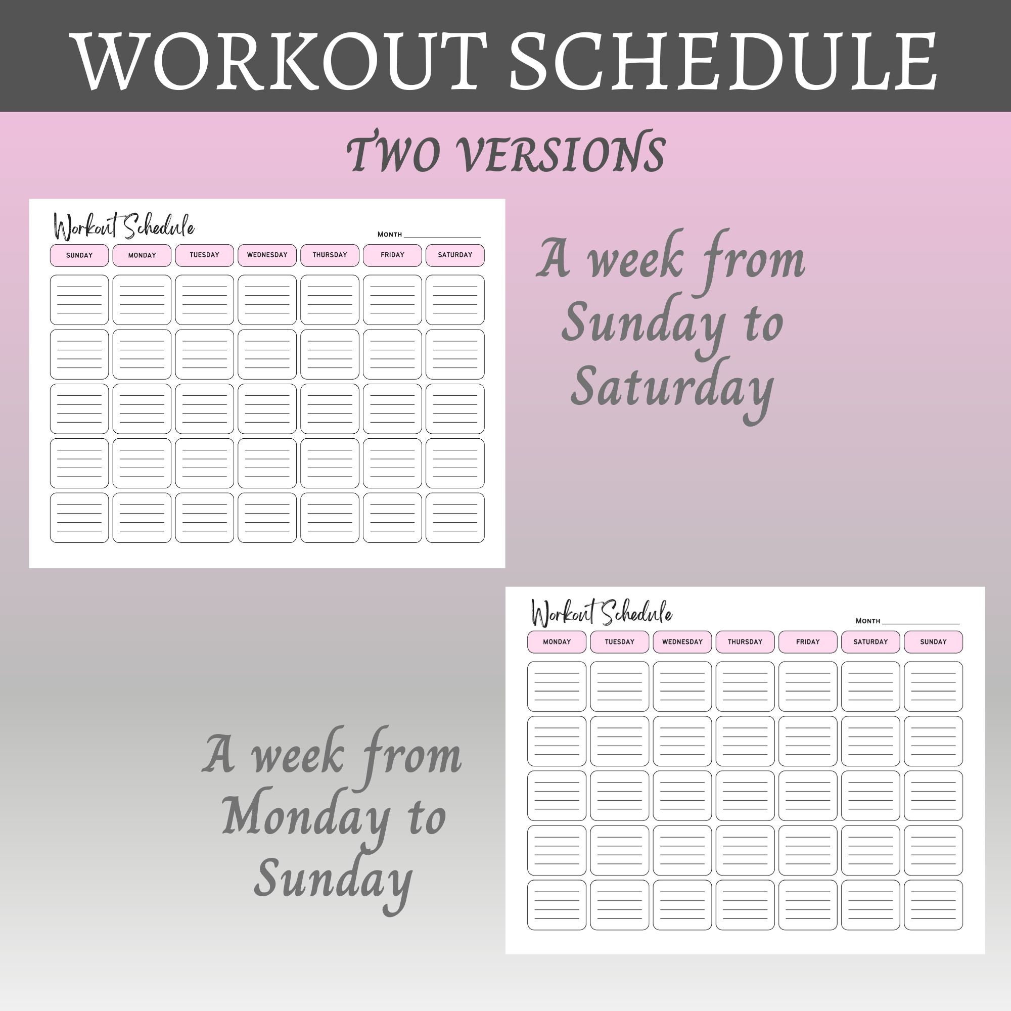 Printable Workout Schedule Monthly Routine Planner, 30 Day Exercise ...