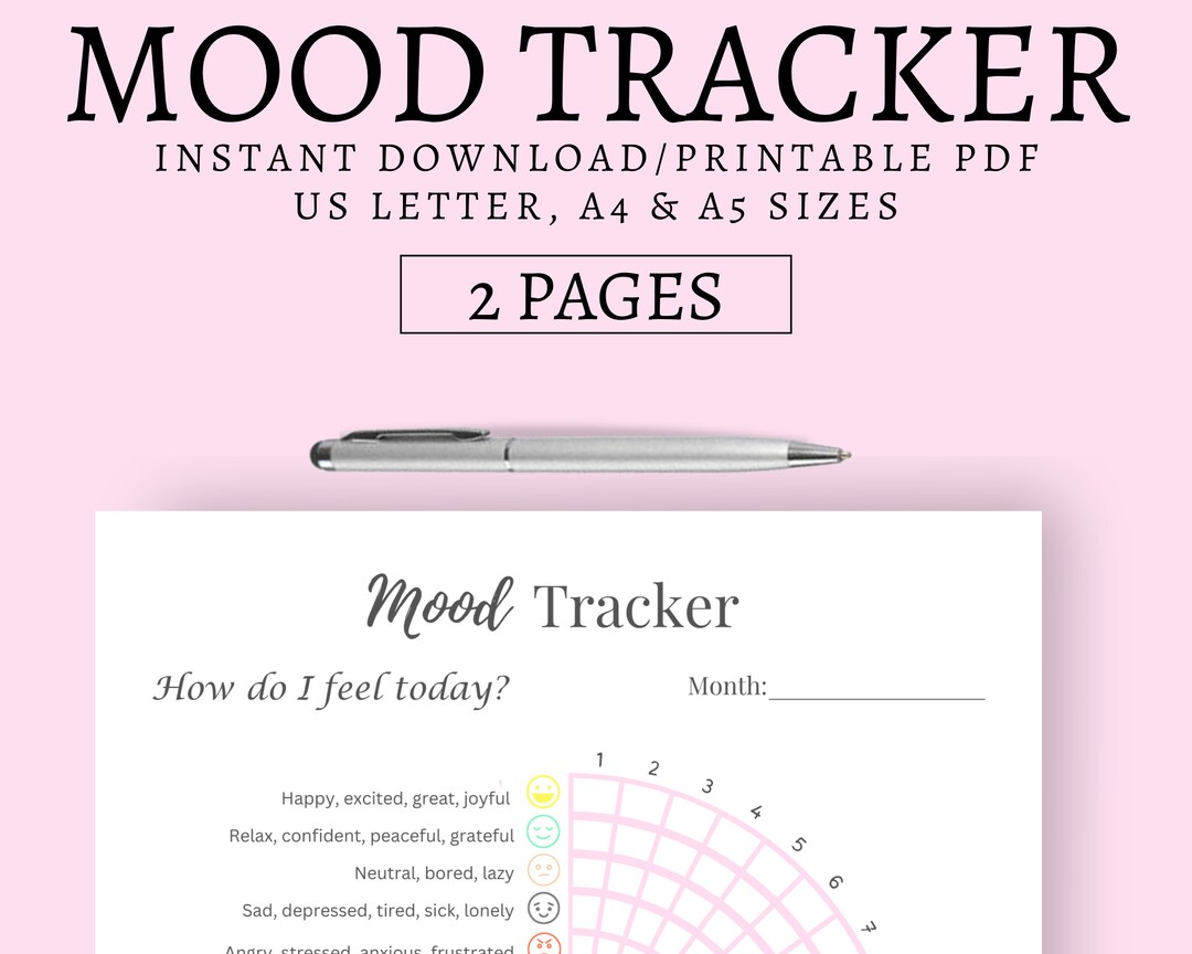 Monthly Mood Tracker Printable, Circular Mood Tracker, Self Help ...