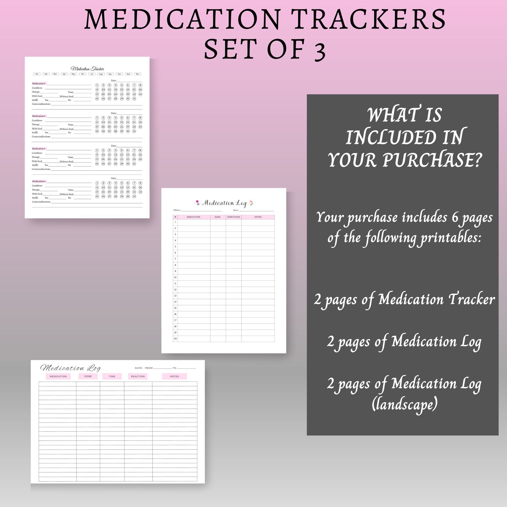 Medication Tracker Printable Bundle Caregiver Medication - Etsy