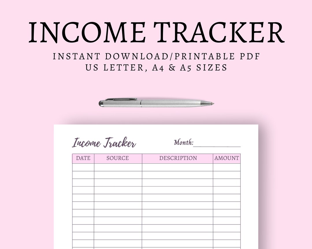 Income Tracker. Budget Planner PDF for Personal Financial Goals, Income ...
