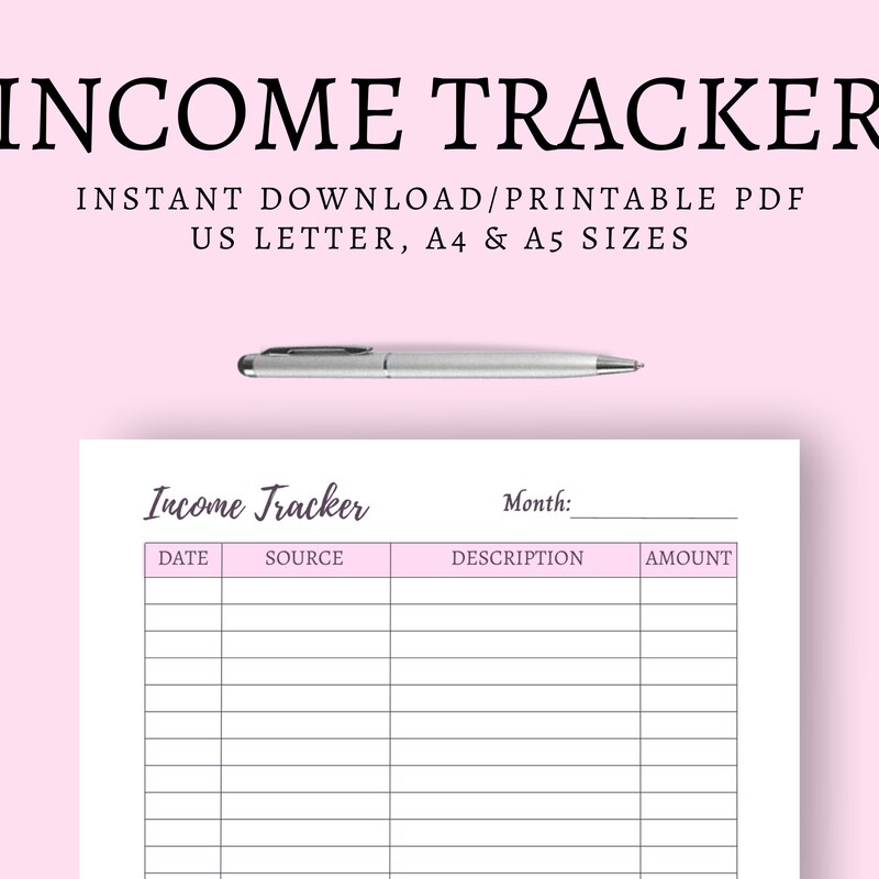 Income Tracker Printable - Etsy