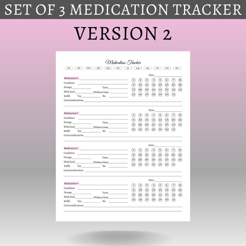Medication Tracker Printable Bundle, Caregiver Medication List, Elderly ...