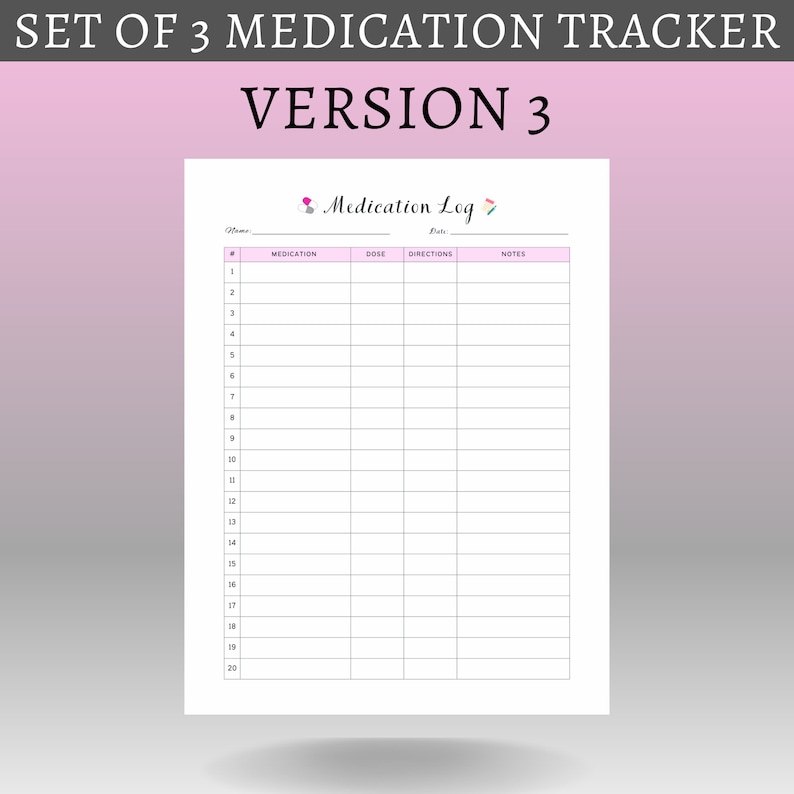 Medication Tracker Printable Bundle, Caregiver Medication List, Elderly ...
